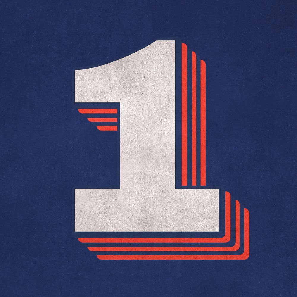 Number 1 layered effect red | Free PSD - rawpixel