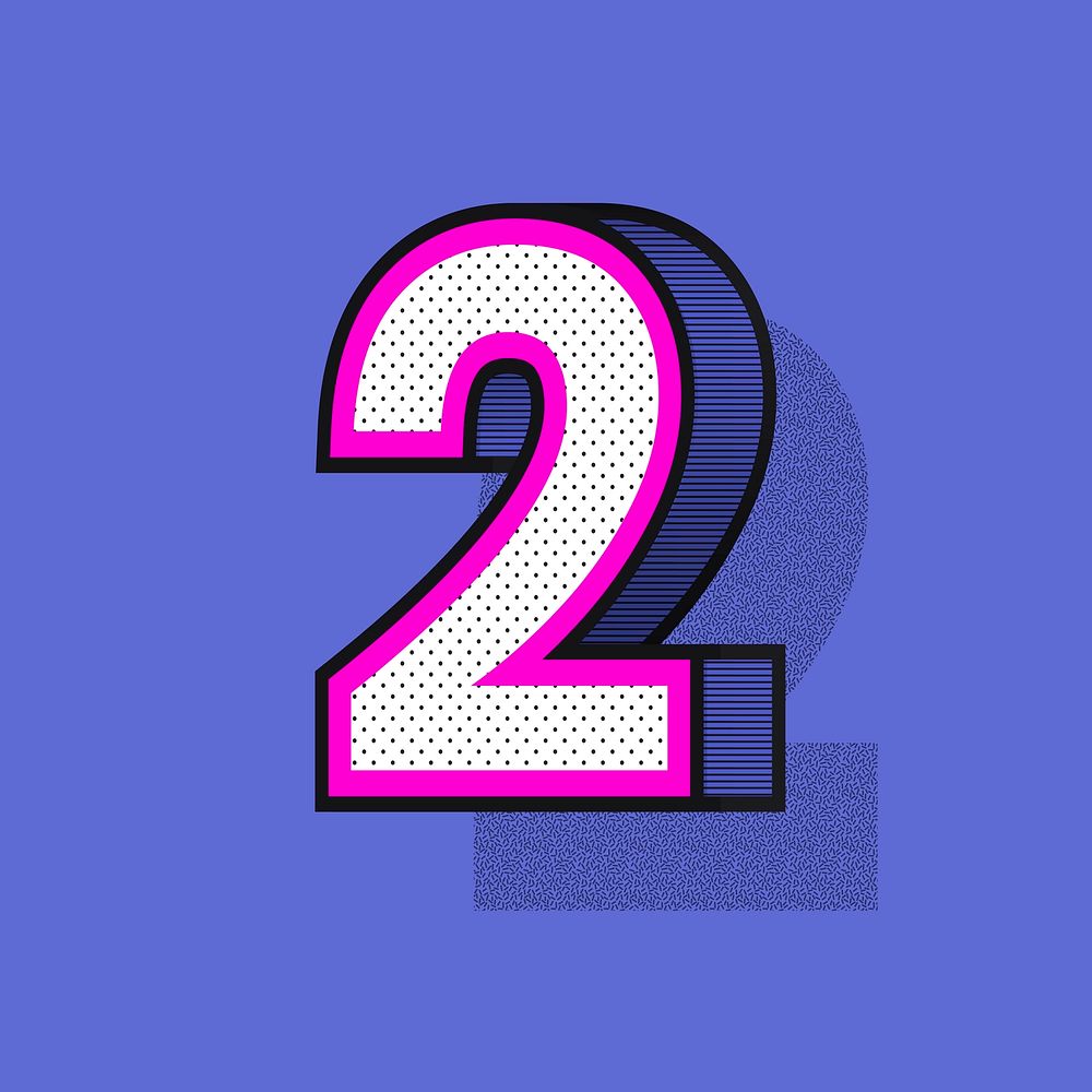 Number 2 isometric halftone effect | Free Photo - rawpixel