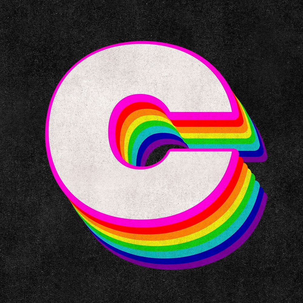 Font c psd 3d rainbow | Free PSD - rawpixel