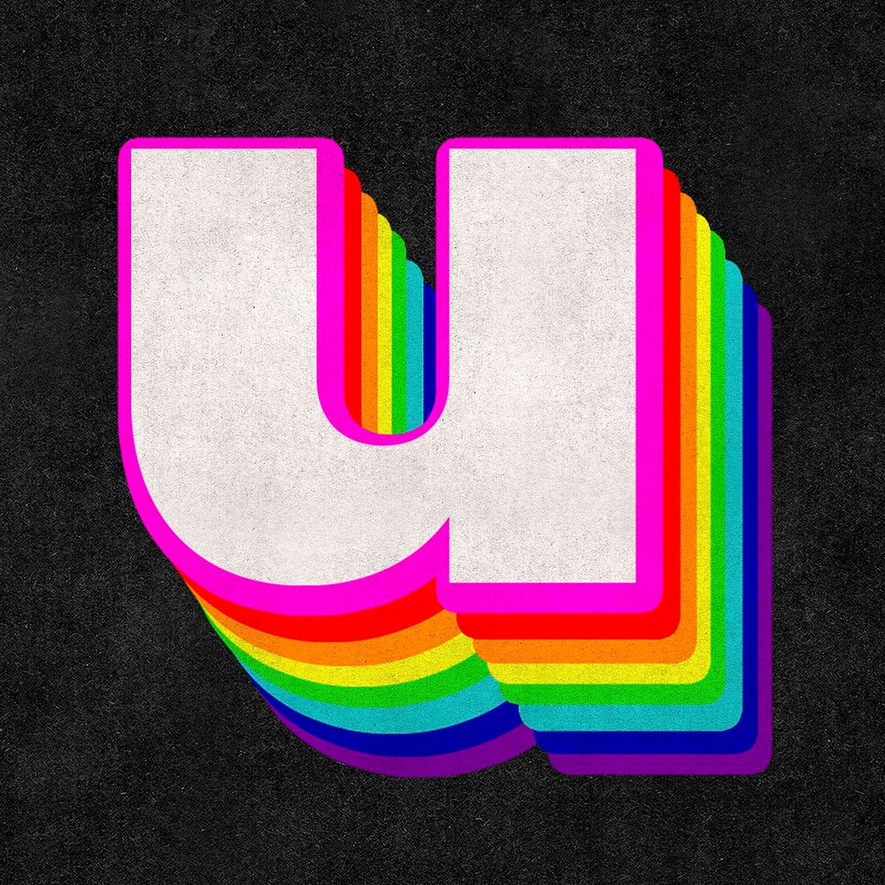 Letter u psd rainbow typography | Free PSD - rawpixel