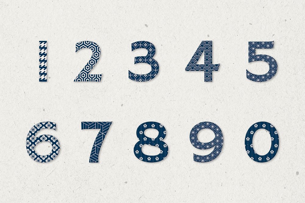 Psd number set japanese patterned | Premium PSD - rawpixel