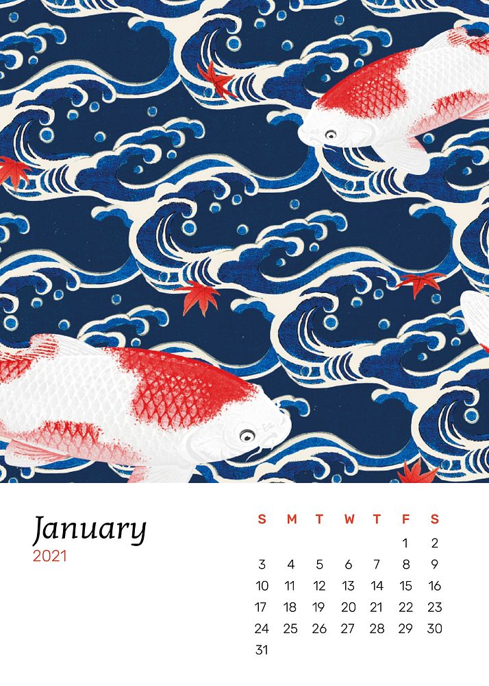 January 2021 calendar printable with Japanese | Premium Photo - rawpixel