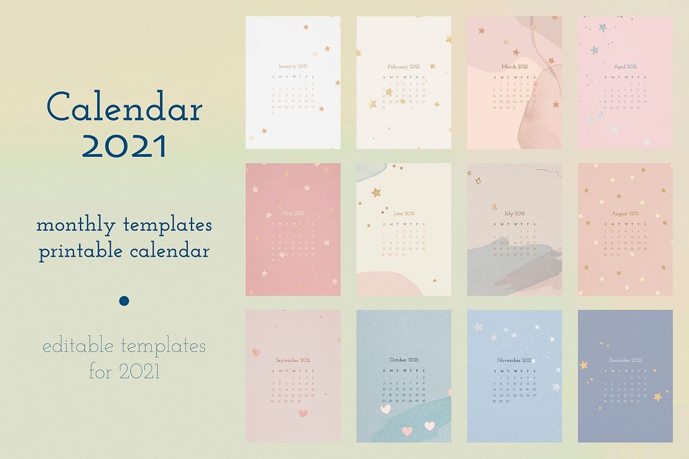 Calendar 2021 editable template psd | Premium PSD - rawpixel