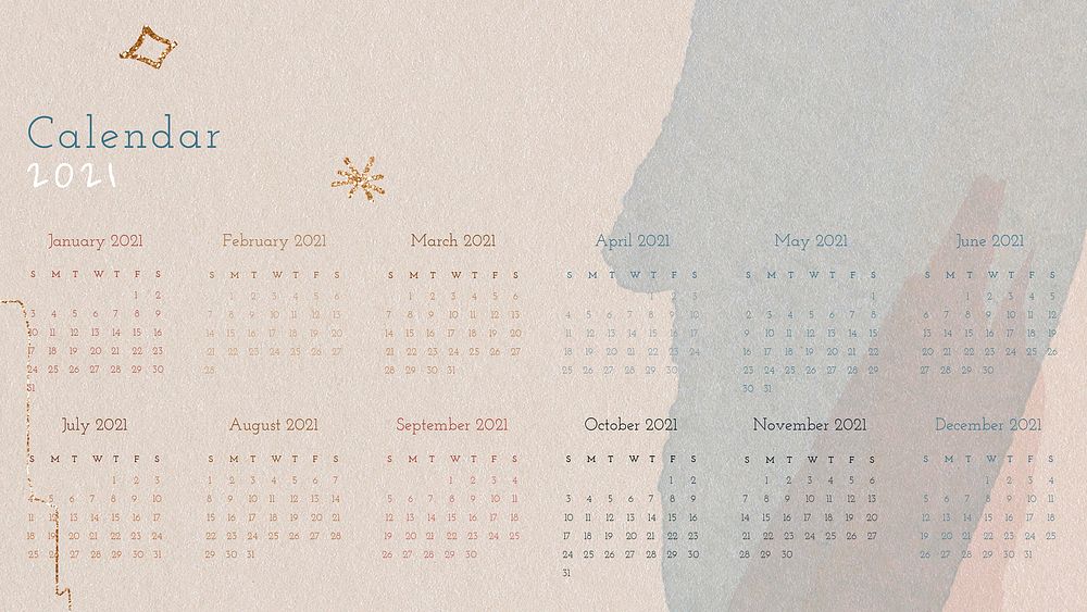2021 calendar editable template on watercolor | Free Photo - rawpixel
