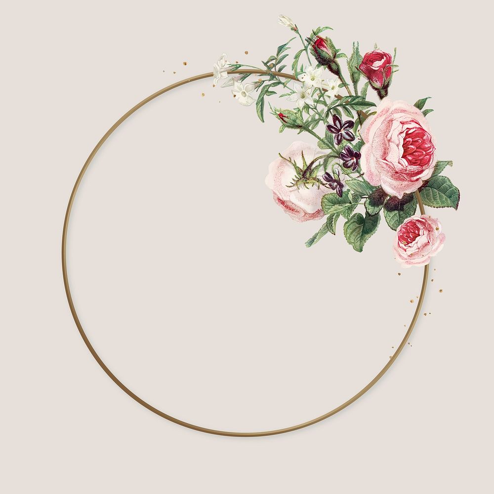 Flower roses circle frame vector | Premium Vector - rawpixel