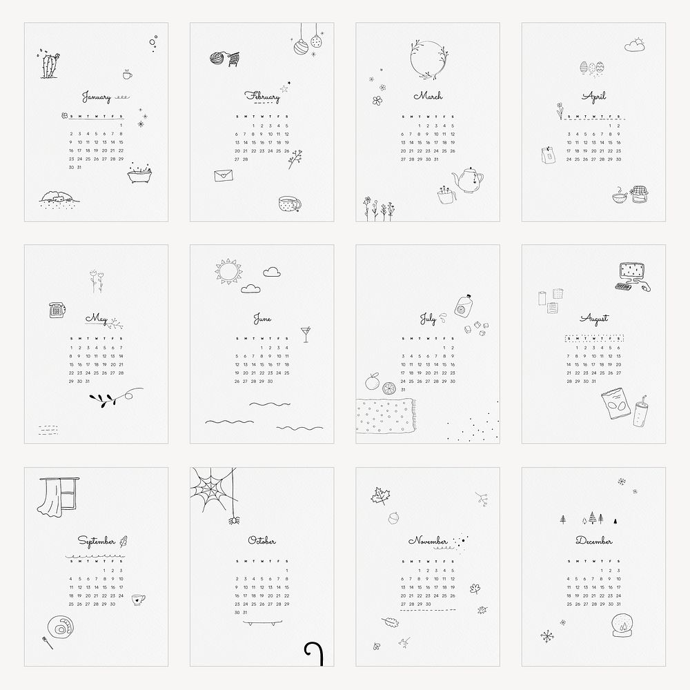 Cute 2022 monthly calendar template, | Premium Vector - rawpixel