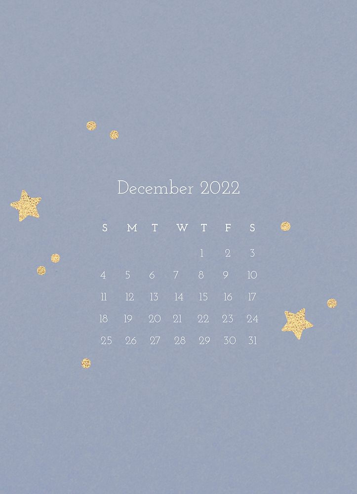 Blue December 2022 calendar, monthly | Premium Photo - rawpixel