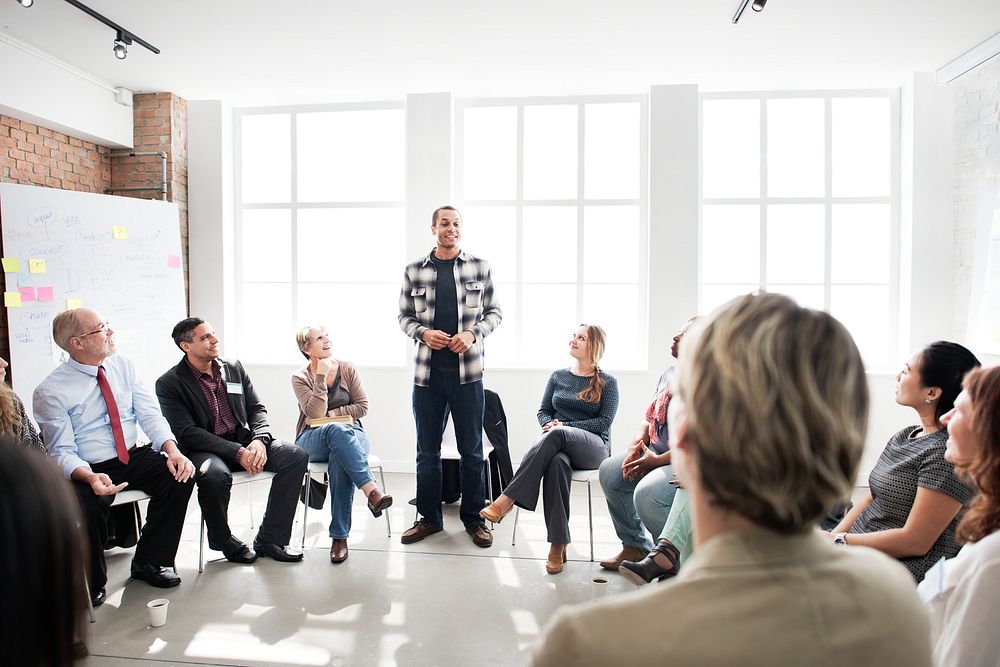 Guy standing and speaking in a circle | Premium Photo - rawpixel