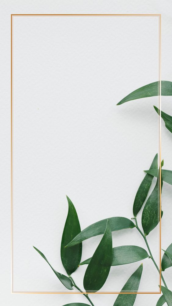 Gold frame over green leaves | Premium PSD - rawpixel