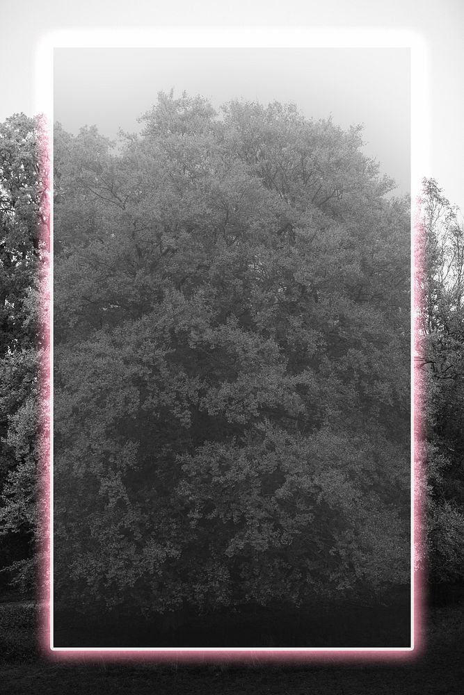 Neon red rectangle frame on a nature | Premium PSD - rawpixel