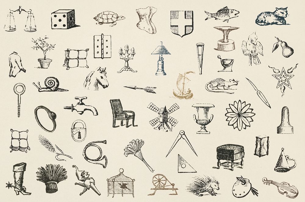 Set of Victorian-era objects from L'ornement | Premium PSD - rawpixel