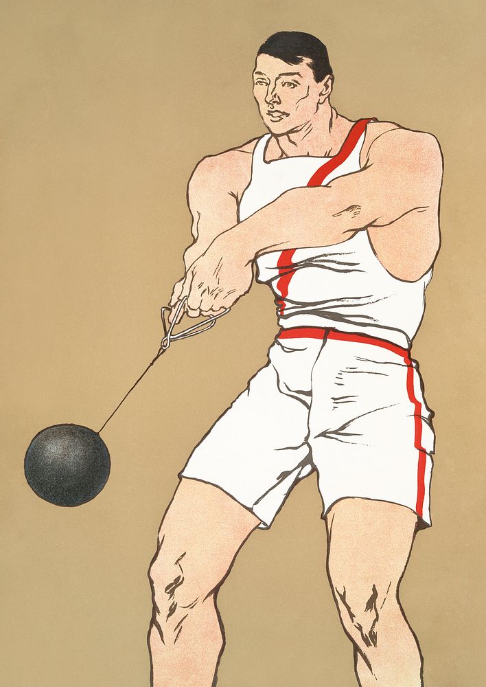 Hammer Throw (1908) print in high | Free Photo Illustration - rawpixel