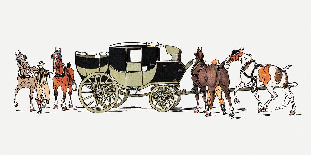 Vintage horse carriage psd art | Premium PSD Illustration - rawpixel