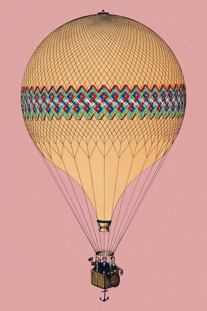 Vintage balloon illustration, traditional air | Premium PSD ...