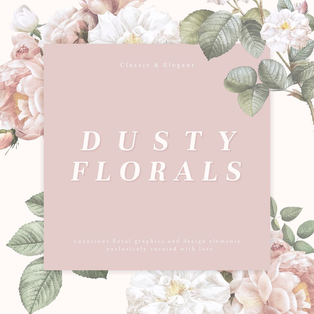 Elegant dusty florals frame design | Premium Vector - rawpixel