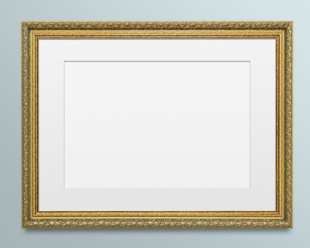 Vintage rectangle gold picture frame | Premium PSD Mockup - rawpixel