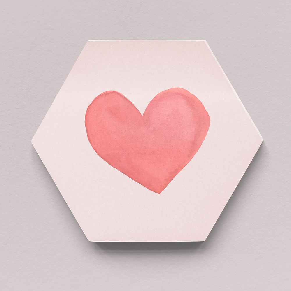 Hexagon with a red heart | Premium PSD - rawpixel