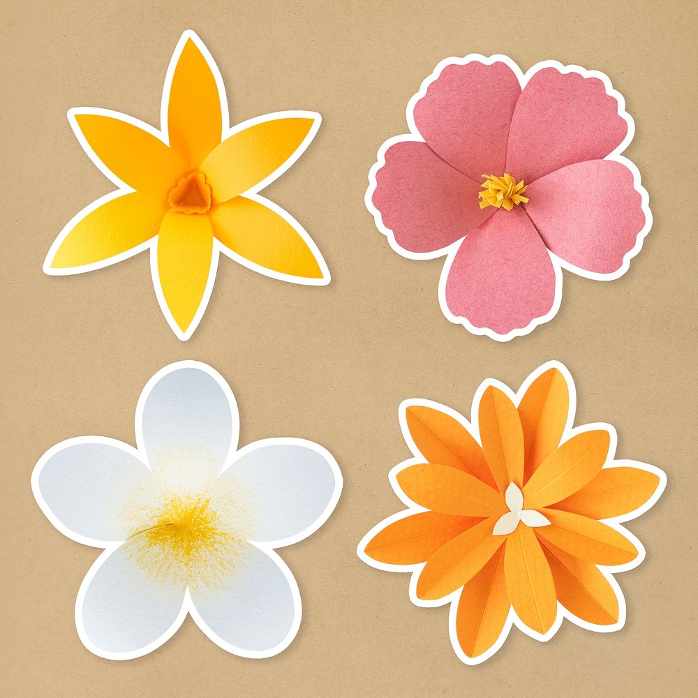 Tropical flower sticker paper craft | Premium PSD - rawpixel