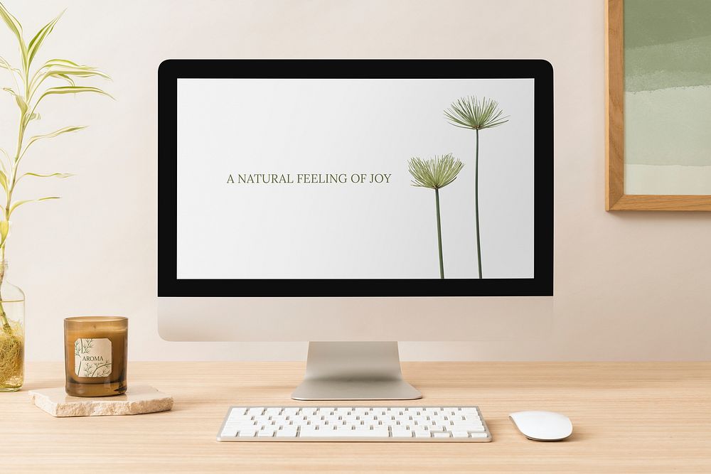 Computer screen mockup, minimal home | Premium PSD Mockup - rawpixel