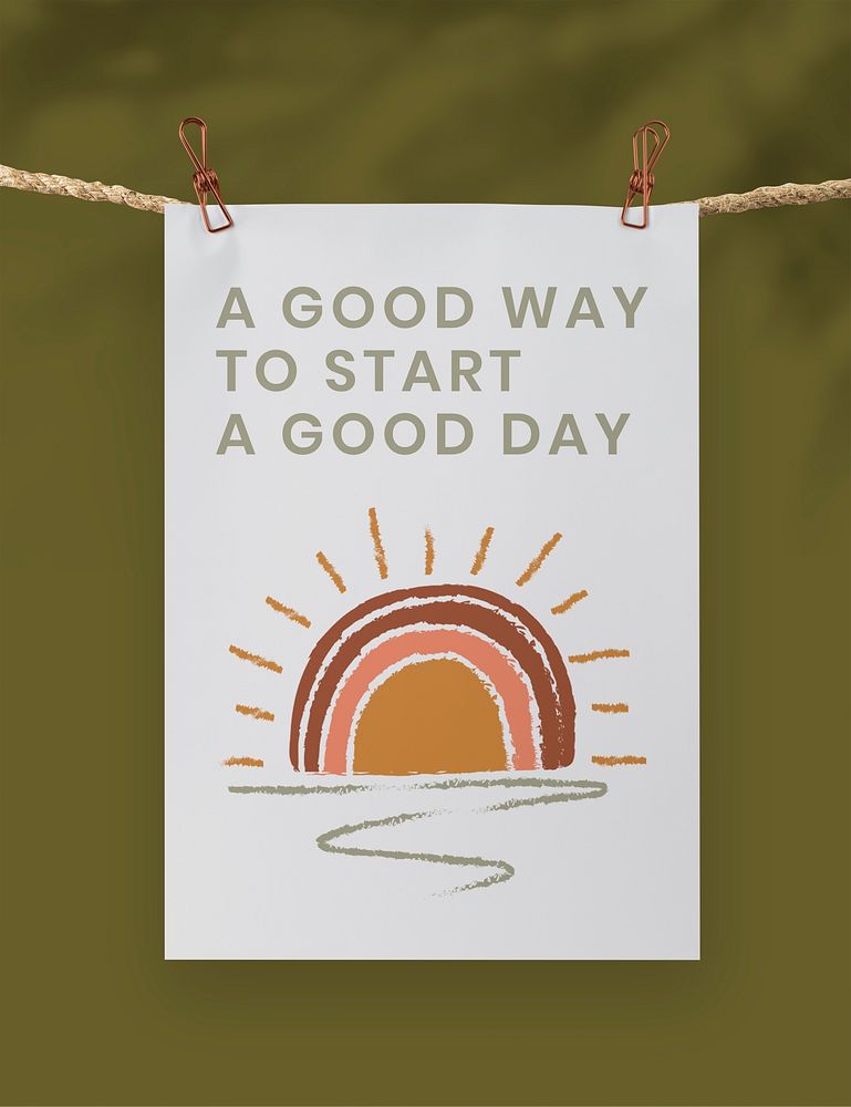 Sunset poster mockup, paper stationery | Premium PSD Mockup - rawpixel