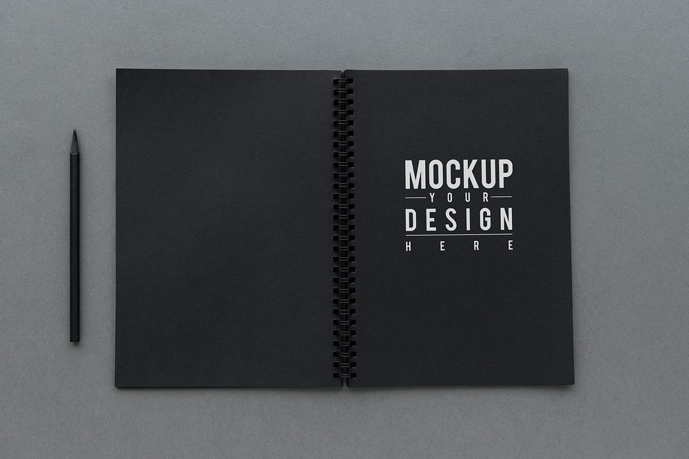 Black notebook with a pencil | Premium PSD Mockup - rawpixel