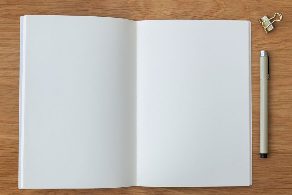 Blank plain notebook page with stationary | Free Photo - rawpixel