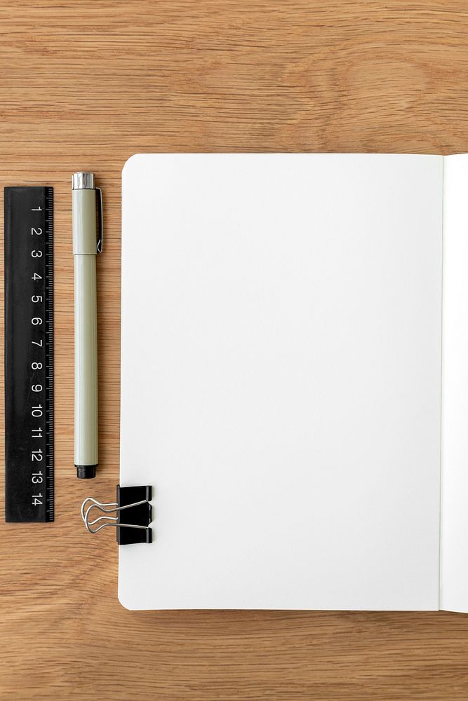Blank plain notebook page with stationary | Free Photo - rawpixel