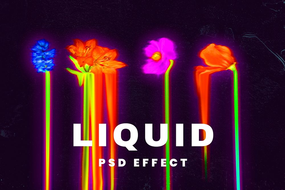 Liquid photo effect psd in holographic | Premium PSD Add-on - rawpixel