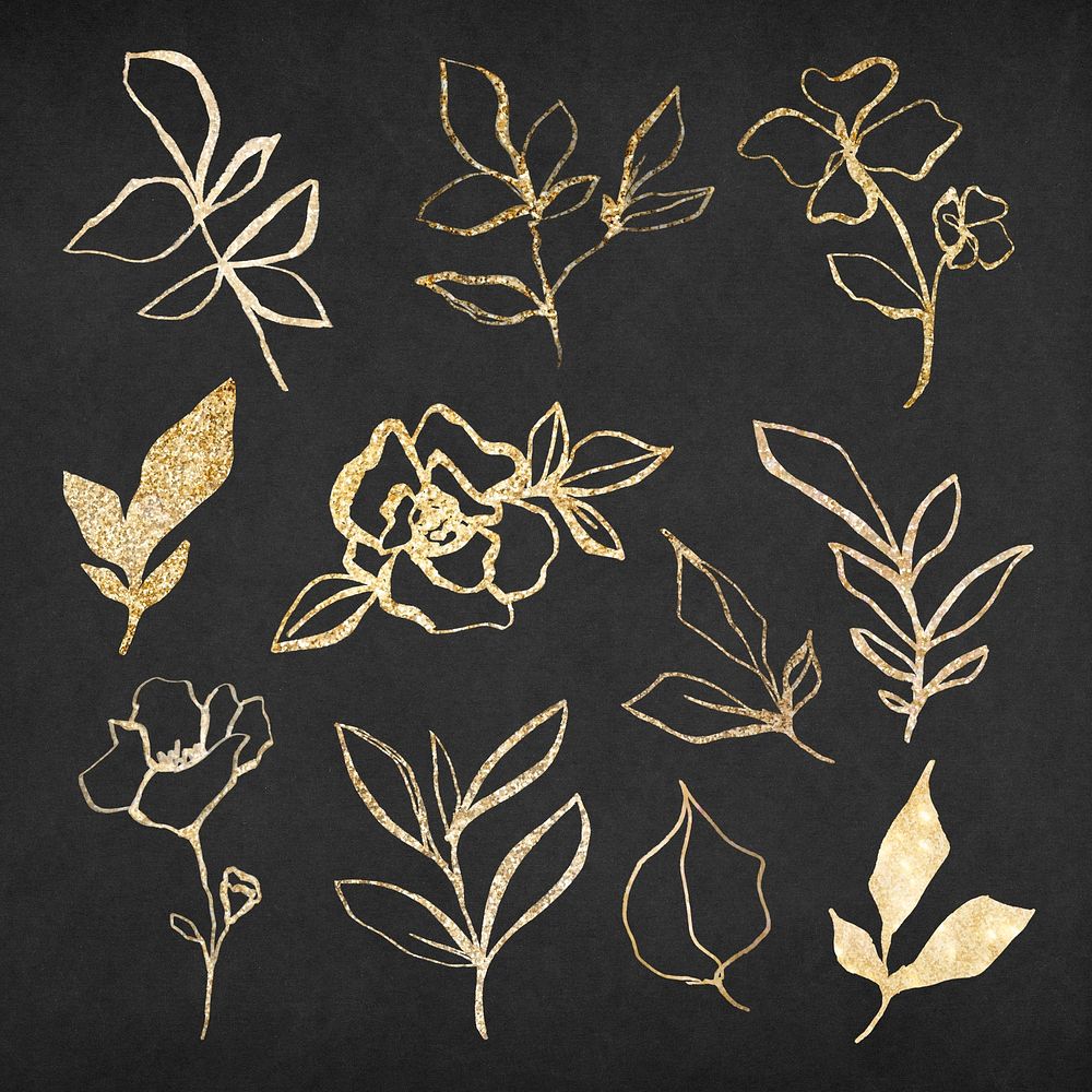 Gold flower hand drawn illustration | Premium PSD - rawpixel