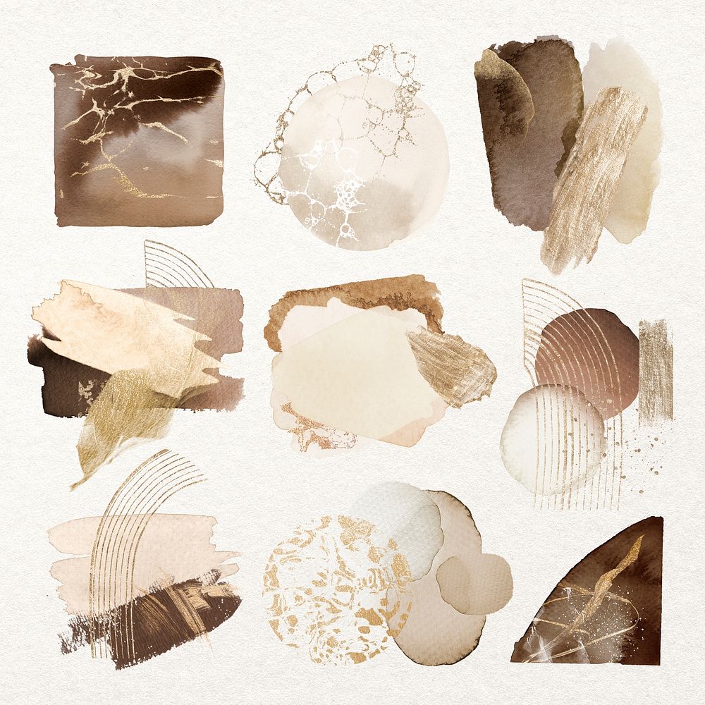 Simple brown paintbrush stickers, watercolor | Premium PSD - rawpixel