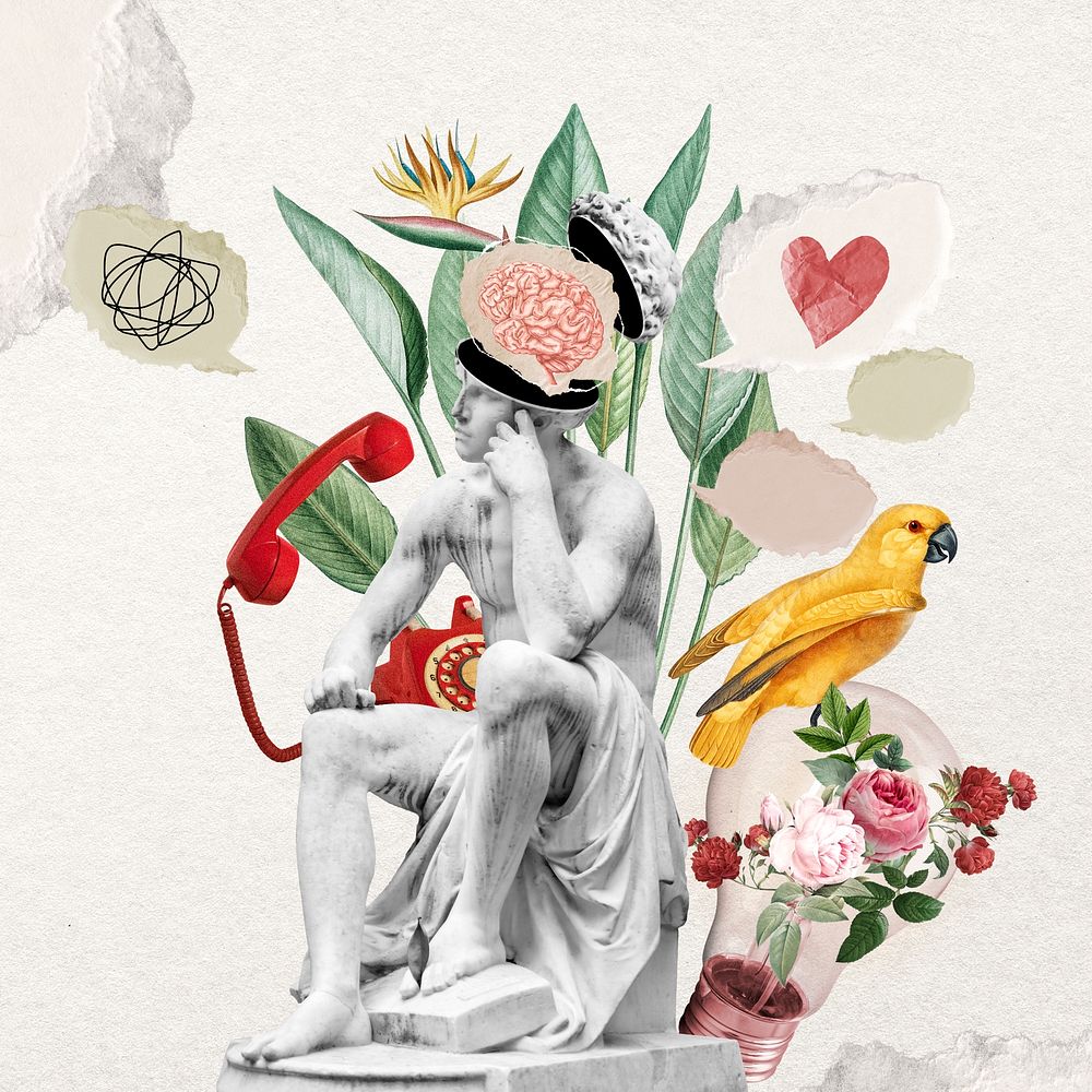 Thinking statue collage art mixed | Premium Photo Illustration - rawpixel