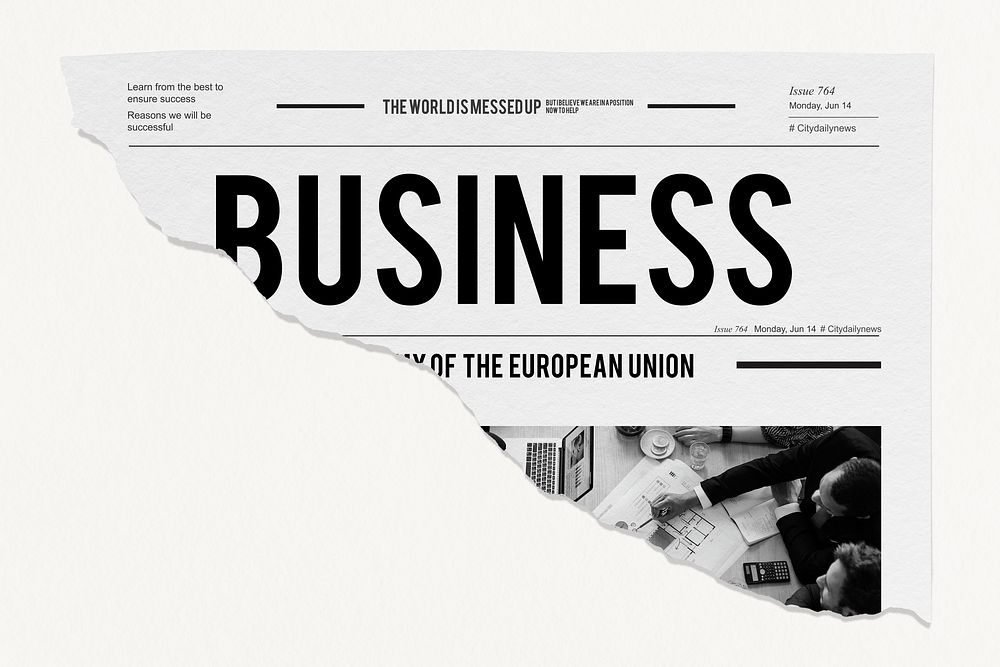 Business newspaper headline, ripped paper | Premium PSD - rawpixel