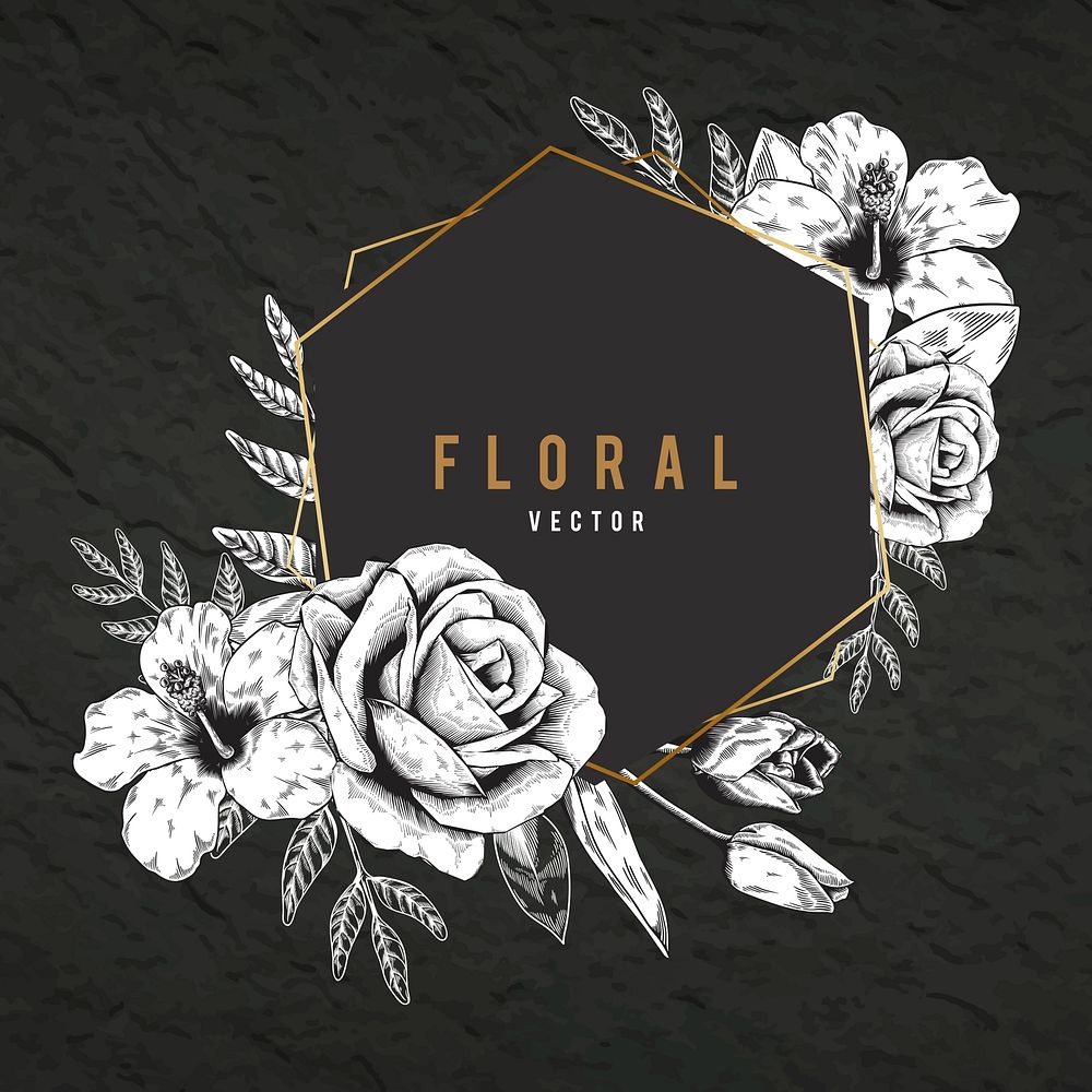 Floral frame on black background | Premium Vector - rawpixel