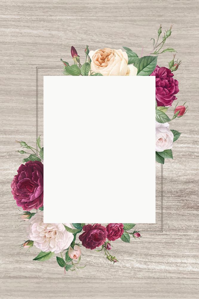Rectangular frame decorated with roses | Free Vector - rawpixel