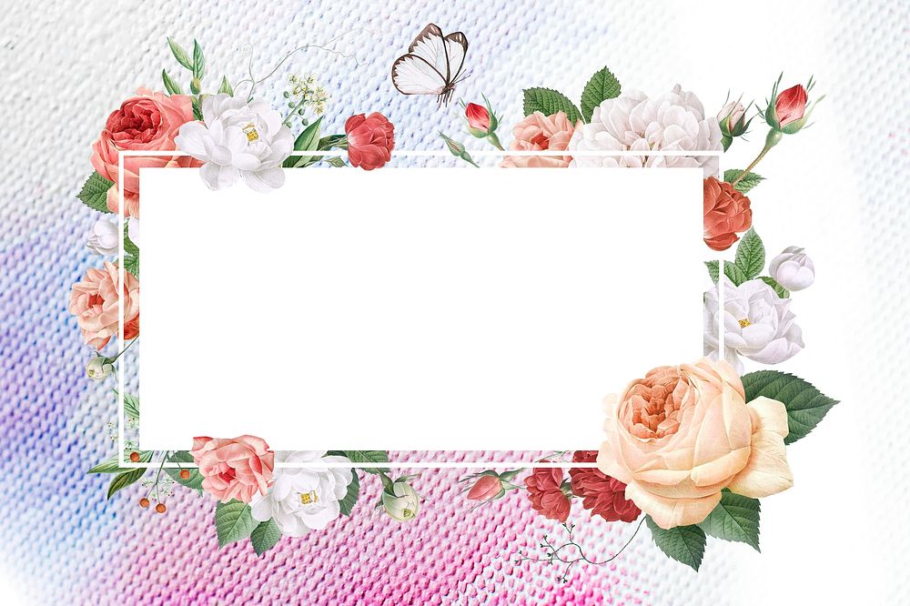 Rectangular frame decorated with roses | Free PSD - rawpixel