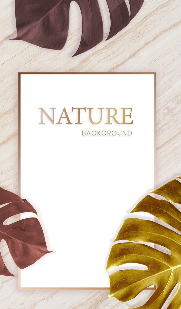 Rectangle golden nature frame on a marble | Premium PSD - rawpixel