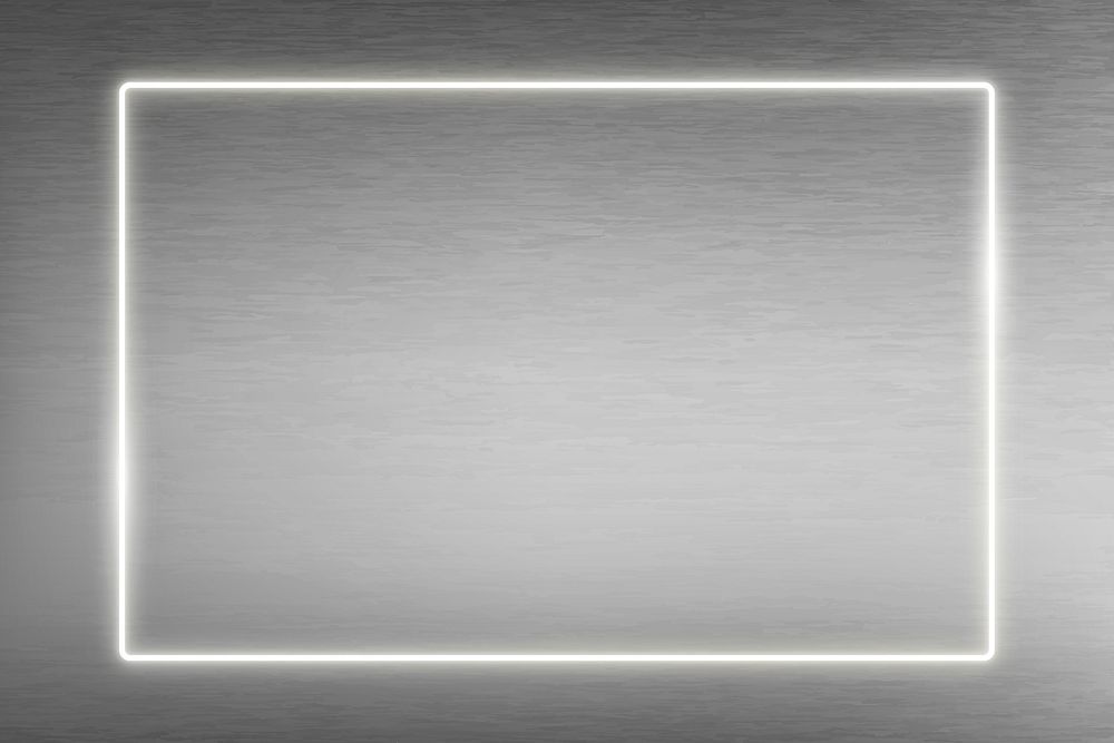 Rectangle white neon frame on a silver | Premium Vector - rawpixel