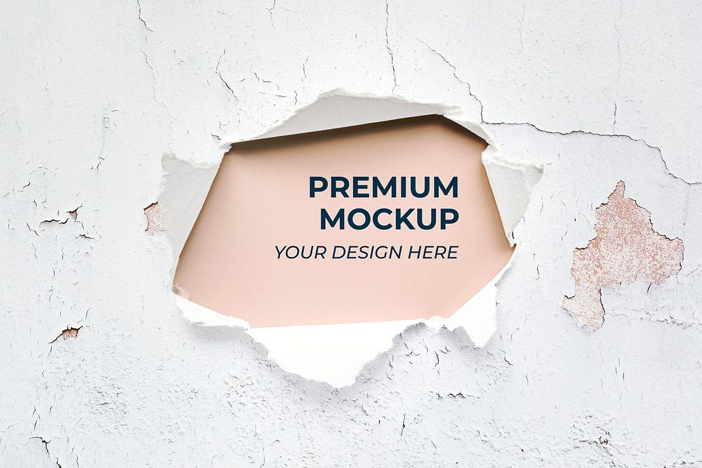 Torn paper mockup on a cracked | Free PSD Mockup - rawpixel