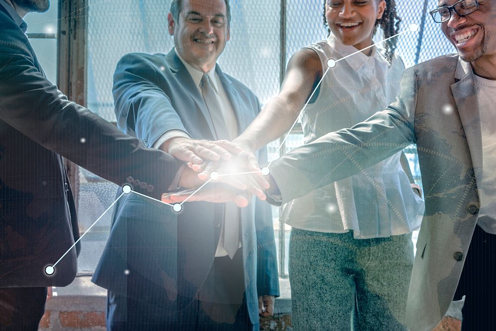 Group of diverse people stacking | Premium PSD - rawpixel