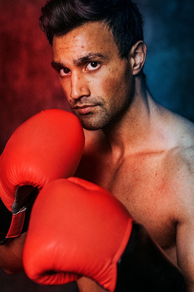 Muscular male boxer with the red | Premium Photo - rawpixel