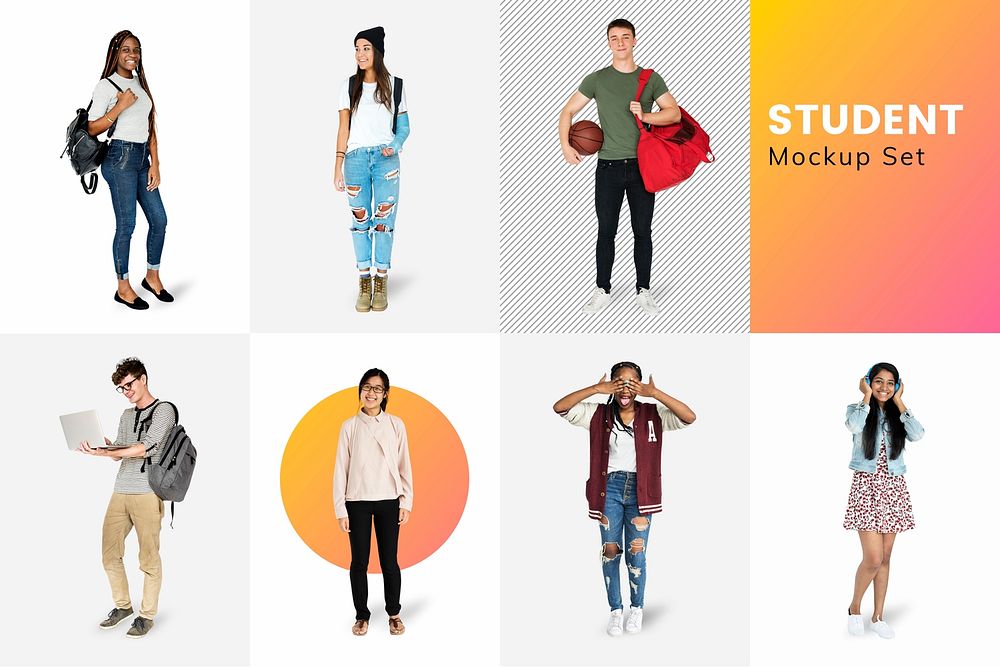 Young student character mockups set | Premium PSD - rawpixel