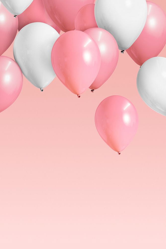 Festive pastel pink balloon banner | Premium PSD - rawpixel