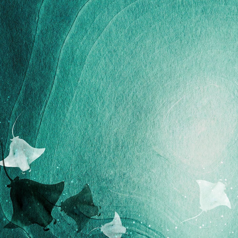 Watercolor painted manta rays in green | Premium PSD - rawpixel