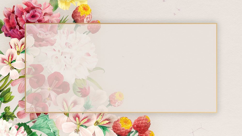 Golden rectangle floral frame wallpaper | Premium PSD - rawpixel