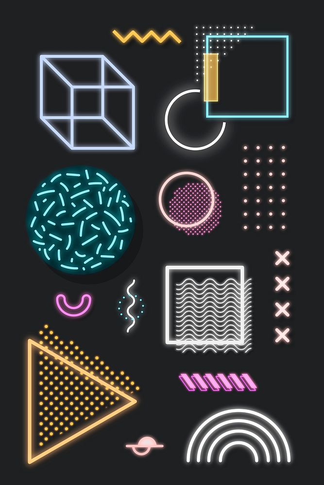 Neon Memphis design element pack | Premium Vector - rawpixel