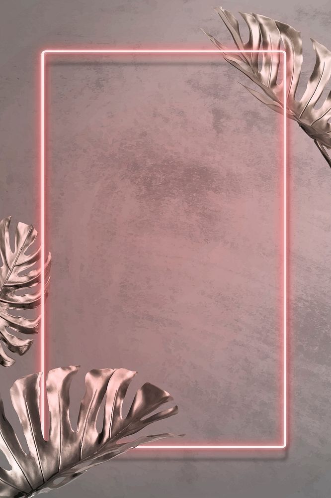 Rectangle neon red monstera leaves | Premium Vector - rawpixel