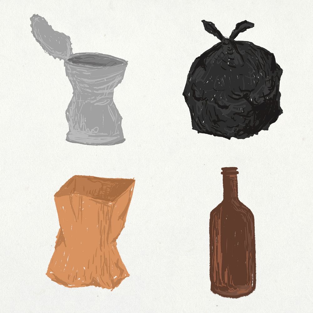 Recyclable waste element set illustration | Premium PSD - rawpixel
