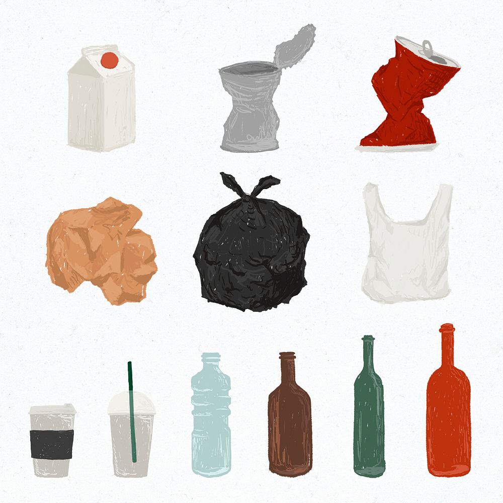 Recyclable waste sticker element set | Premium PSD - rawpixel