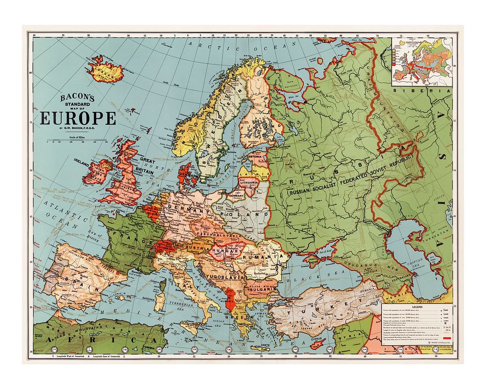 Bacon's standard map of Europe | Premium Photo - rawpixel