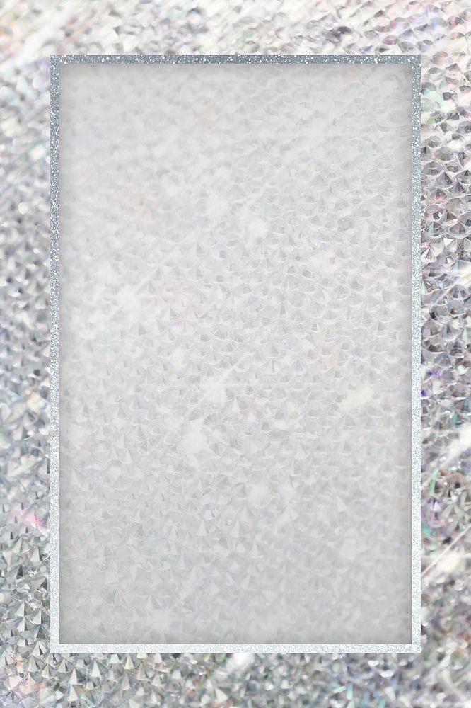 Glittery silver rectangle frame mockup | Premium PSD - rawpixel